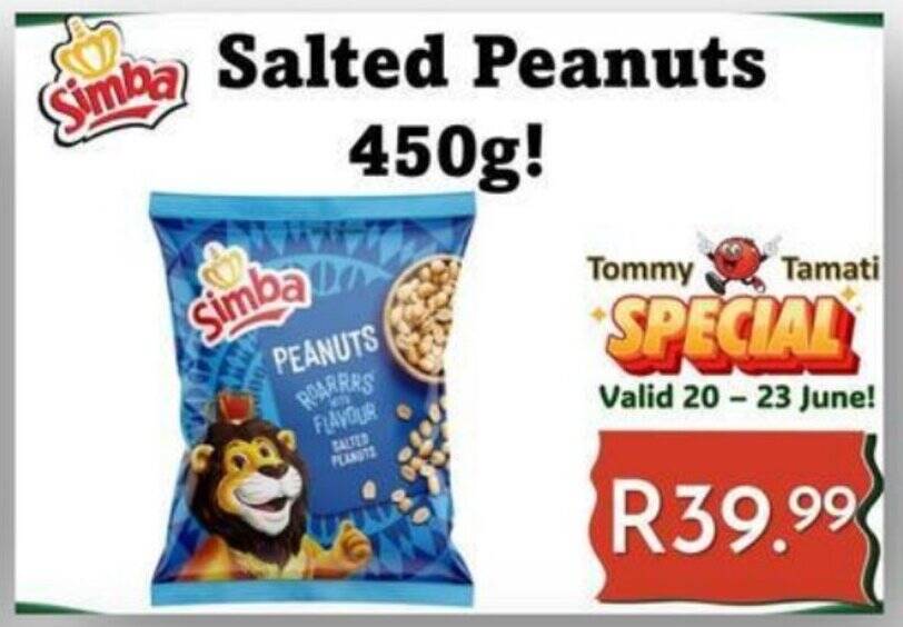 Simba Salted Peanuts 450g offer at Foodeez