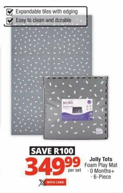 Jolly Tots Foam Play Mat 0 Months+ 6-Piece offer at Checkers