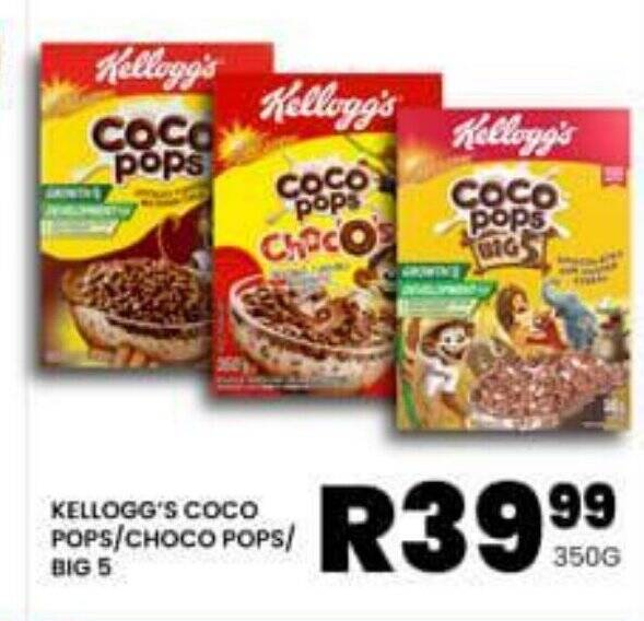 KELLOGG'S COCO POPS/CHOCO POPS/ BIG 5 offer at Take 'n Pay