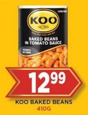 KOO BAKED BEANS 410G offer at Goal Supermarket