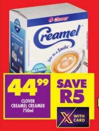 CLOVER CREAMEL CREAMER 750ml offer at Shoprite