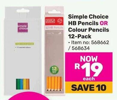 Simple Choice HB Pencils OR Colour Pencils 12-Pack offer at Game