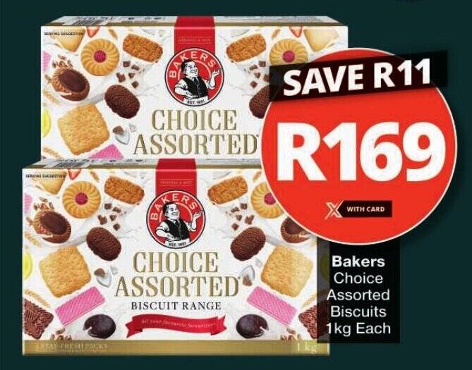 Bakers Choice Assorted Biscuits 1kg Each offer at Checkers