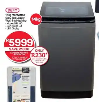 DEFY 14kg Manhattan Grey Top Loader Washing Machine offer at Pick n Pay ...