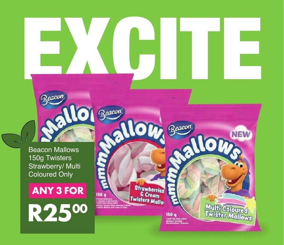 Beacon Mallows 150g Twisters Strawberry Multi Coloured Only Offer At Save