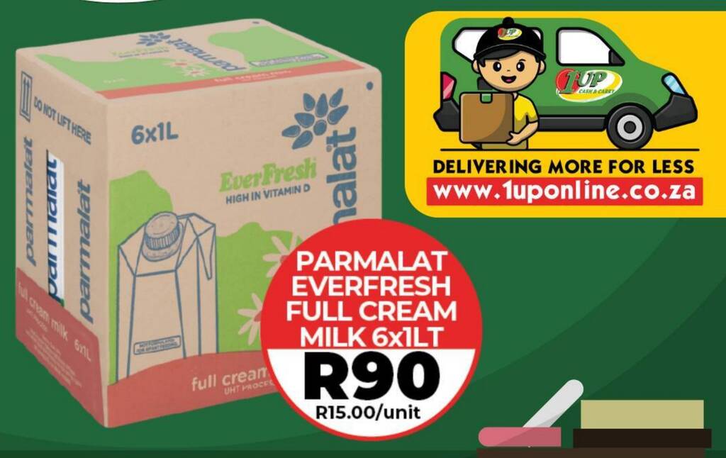 PARMALAT EVERFRESH FULL CREAM MILK 6x1LT offer at 1UP