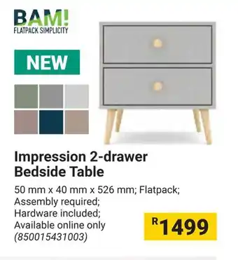 Impression 2 drawer Bedside Table