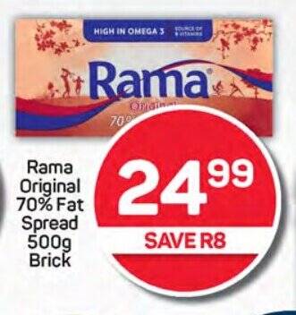 Rama Original 70% Fat Spread 500g Brick offer at Pick n Pay Hypermarket