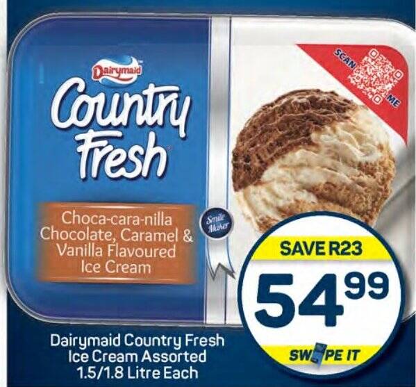 Dairymaid Country Fresh Ice Cream Assorted 1.5/1.8 Litre Each offer at ...