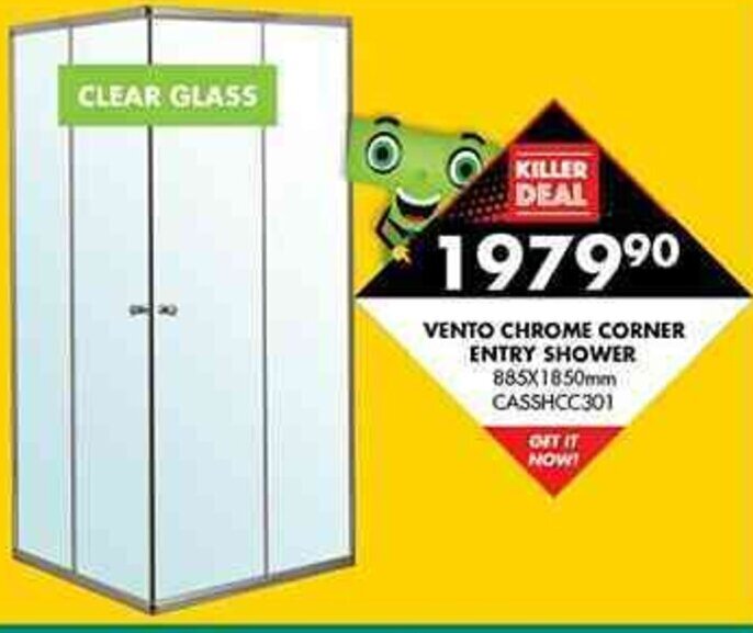 Vento Chrome Corner Entry Shower offer at Top T Cash & Carry