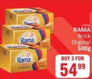 Rama Brick Original 3x500g offer at KitKat Cash and Carry