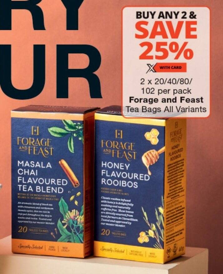 Forage and Feast Tea Bags All Variants offer at Checkers Hyper