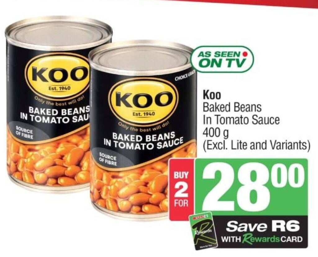 Koo Baked Beans In Tomato Sauce 400g offer at Spar