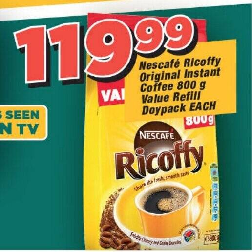 Nescafé Ricoffy Original Instant Coffee 800 g Value Refill Doypack EACH ...