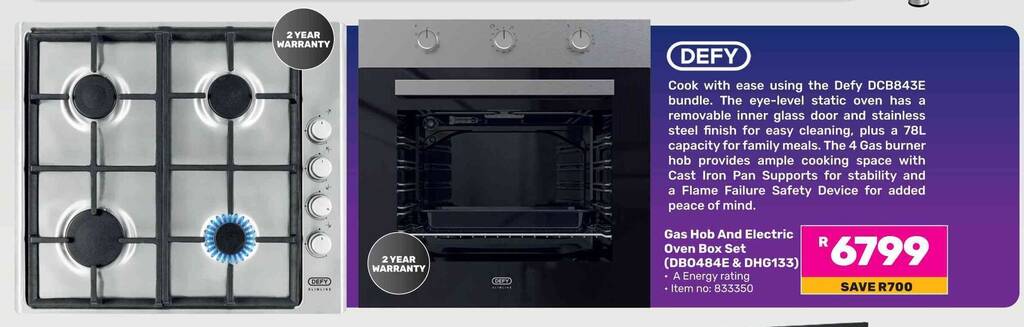 DEFY DEFY Gas Hob And Electric Oven Box Set (DB0484E & DHG133) offer at ...