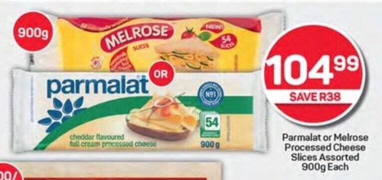 Parmalat or Melrose Processed Cheese Slices Assorted 900g Each offer at ...