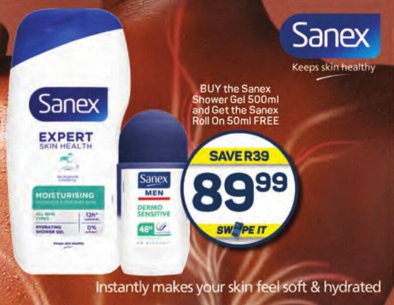 BUY the Sanex Shower Gel 500ml and Get the Sanex Roll On 50ml FREE ...