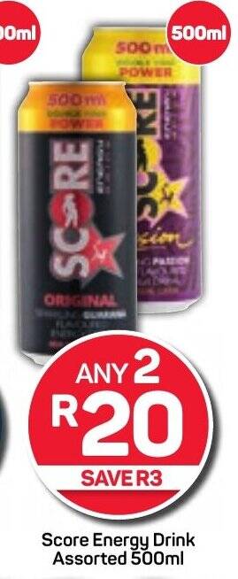 Score Energy Drink Assorted 500ml offer at Pick n Pay