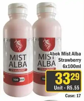 Abok Mist Alba Strawberry offer at J&E Cash and Carry