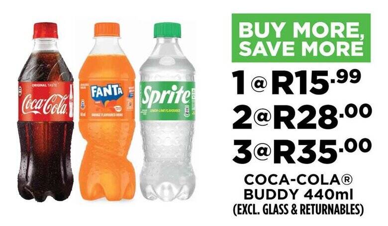 COCA-COLA BUDDY 440ml (EXCL. GLASS & RETURNABLES) offer at Fresh Stop