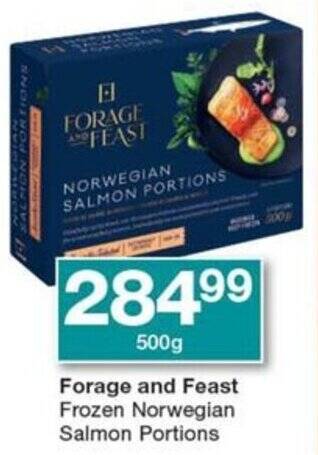 Forage and Feast Frozen Norwegian Salmon Portions offer at Checkers