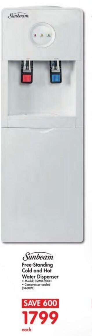 Sunbeam Free-Standing Cold and Hot Water Dispenser offer at Makro