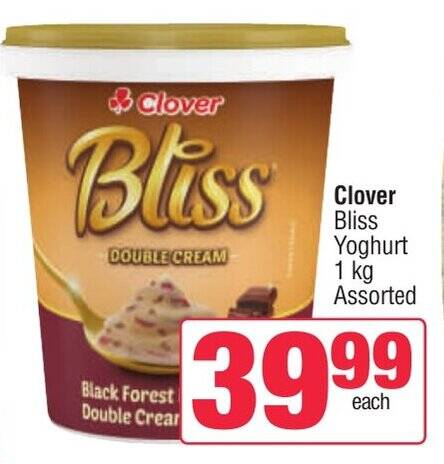 Clover Bliss Yoghurt 1 kg Assorted offer at Spar