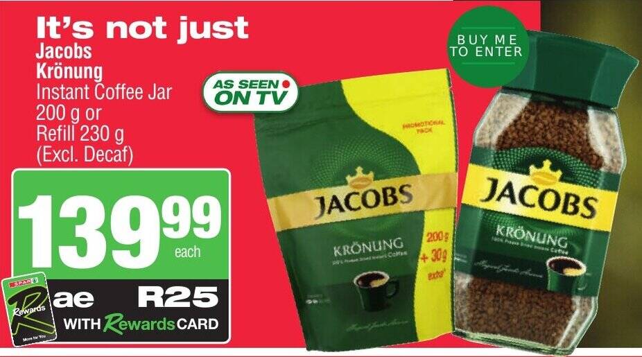 Jacobs Krönung Instant Coffee Jar 200 g or Refill 230 g (Excl. Decaf ...