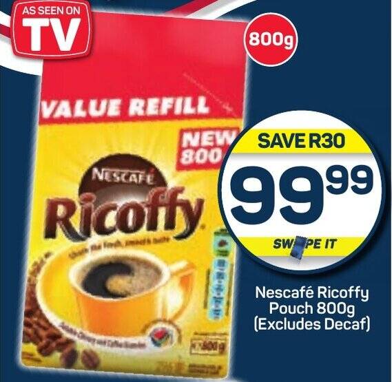 Nescafé Ricoffy Pouch 800g (Excludes Decaf) offer at Pick n Pay