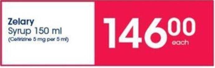 Zelary Syrup 150 ml offer at Clicks