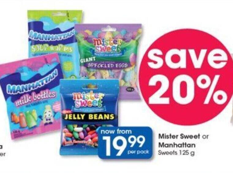 Mister Sweet or Manhattan Sweets 125 g offer at Clicks