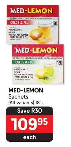 MED-LEMON Sachets (All variants) 18's offer at Makro