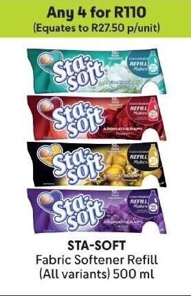 STA-SOFT Fabric Softener Refill All variants 500 ml offer at Makro ...