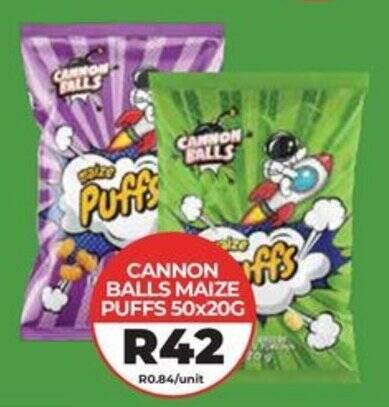 Cannon balls maize puffs 50 x 20 g offer at 1UP