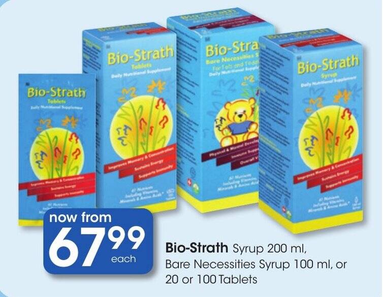 Bio-Strath Syrup, Bare Necessities Syrup, or 20 or 100 Tablets 200 ml ...