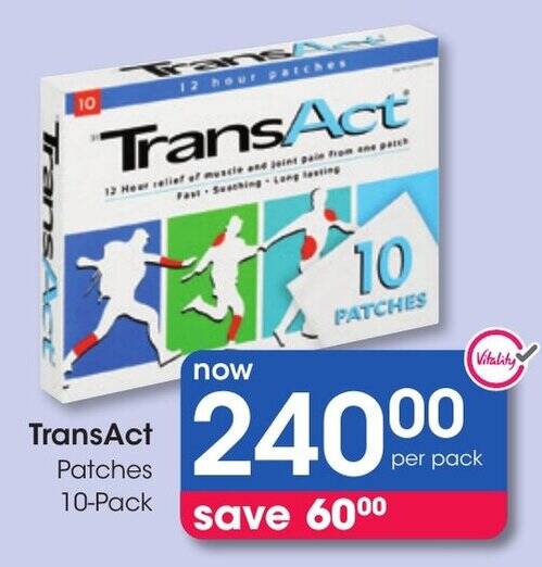 TransAct Patches 10 pack offer at Clicks