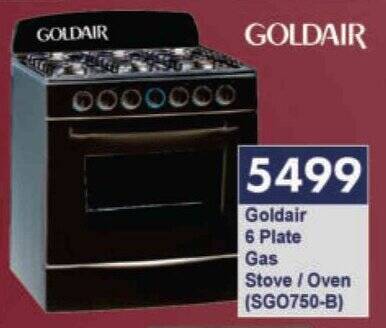 Goldair 6 Plate Gas Stove/Oven (SG0750-B) offer at President Hyper