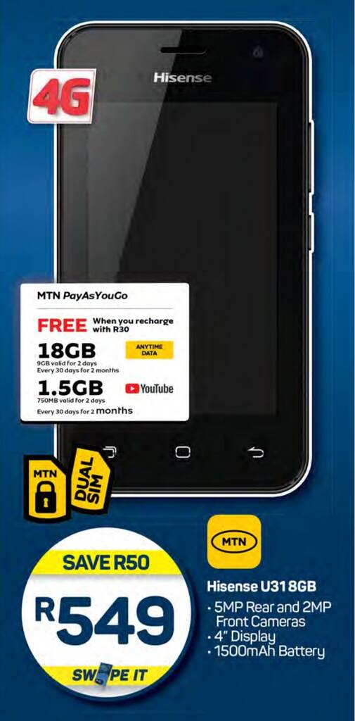 Hisense U31 8GB offer at Pick n Pay Hypermarket