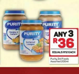 Purity baby food 3 offer at Pick n Pay Hypermarket