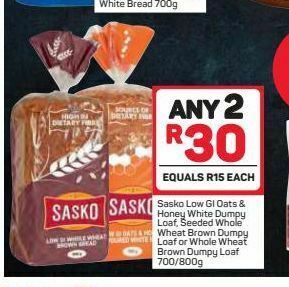 Sasko bread 2 offer at Pick n Pay