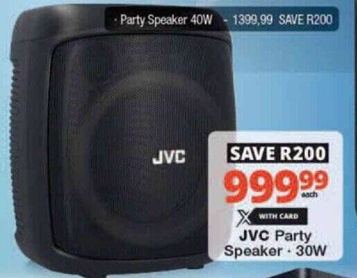 JVC Party Speaker 30W offer at Checkers Hyper