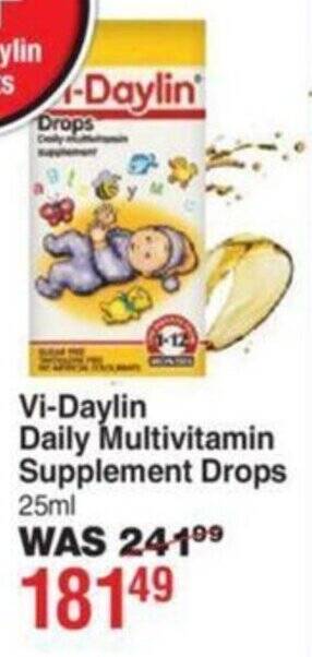 Vi-Daylin Daily Multivitamin Supplement Drops 25 ml offer at Dis-Chem