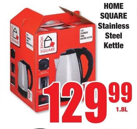 HOME SQUARE Stainless Steel Kettle 1.8 L offer at Boxer Superstores