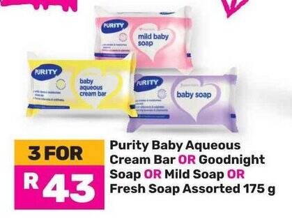 Purity Baby Aqueous Cream Bar OR Goodnight Soap OR Mild Soap OR Fresh ...