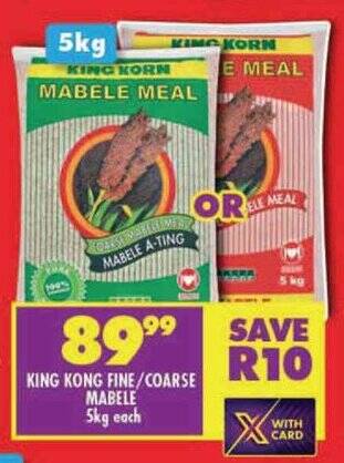 King kong fine/coarse mabele 5 kg offer at Shoprite