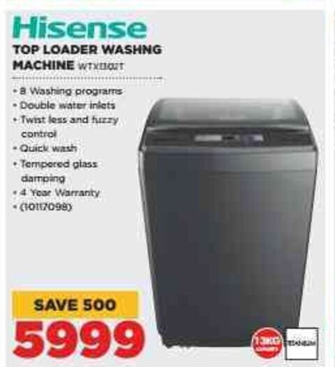 Hisense Top Loader Washing Machine offer at HiFi Corp