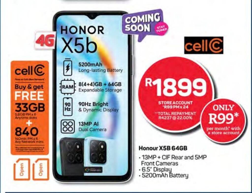 Honour X5B 64GB offer at Pick n Pay