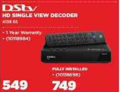DStv HD Single View Decoder offer at HiFi Corp