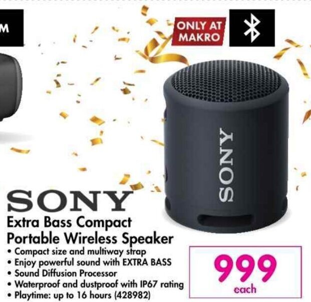 Sony Extra Bass Compact Portable Wireless Speaker offer at Makro