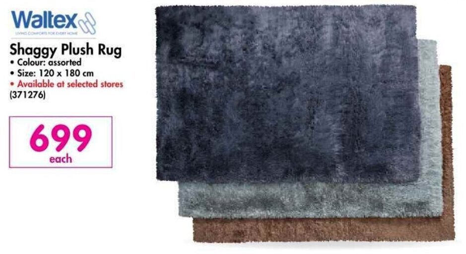 Waltex Shaggy Plush Rug 120 x 180cm offer at Makro